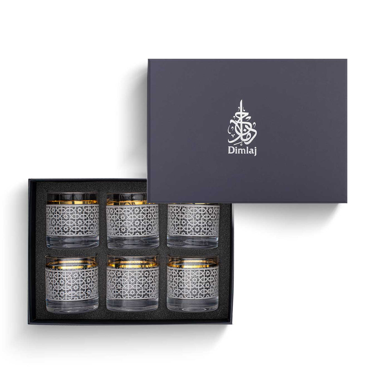 Shop Dimlaj Ivory Set of 6 Pcs Short Tumblers (Gold) Online | Jordan ...